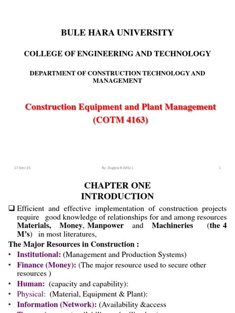 Construction Equipment And Plant Mgt Chapter 1 Pdf Infrastructure