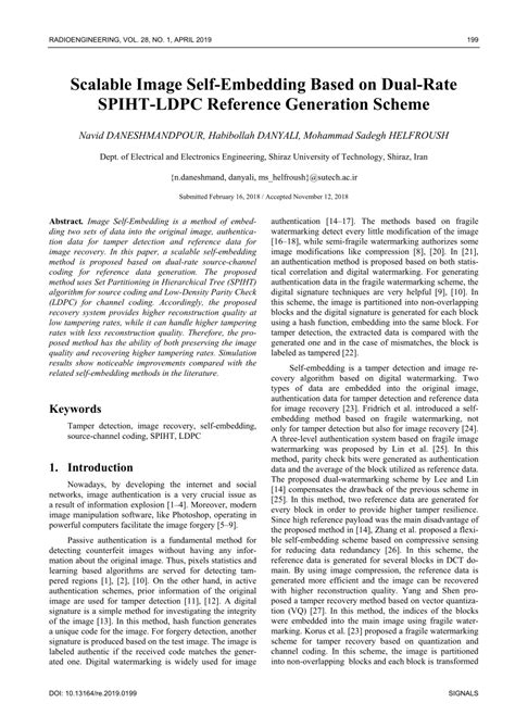 Pdf Scalable Image Self Embedding Based On Dual Rate Spiht Ldpc