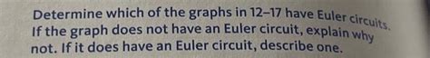 Solved Determine Which Of The Graphs In Have Euler Chegg Com