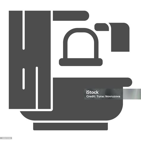 목욕 거울과 수건 단단한 아이콘 인테리어 디자인 개념 흰색 배경에 욕실 표지판 모바일 개념에 대한 글리프 스타일의 커튼과 거울