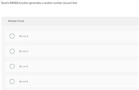 Solved Excels Rand Function Generates A Random Number X