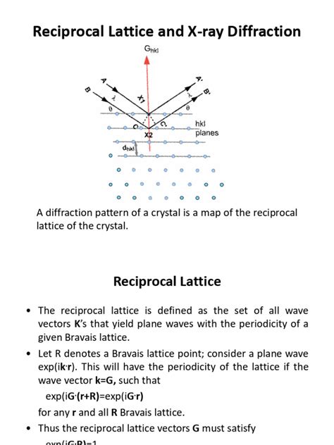 Reciprocal Lattice And X Ray Diffraction Pdf Crystal Structure