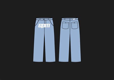 Baggy Jeans Template Tech Pack Streetwear Vector Template Illustrator