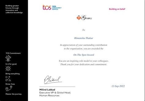 Himanshu Thakur On Linkedin Tcs Award Gems 10 Comments