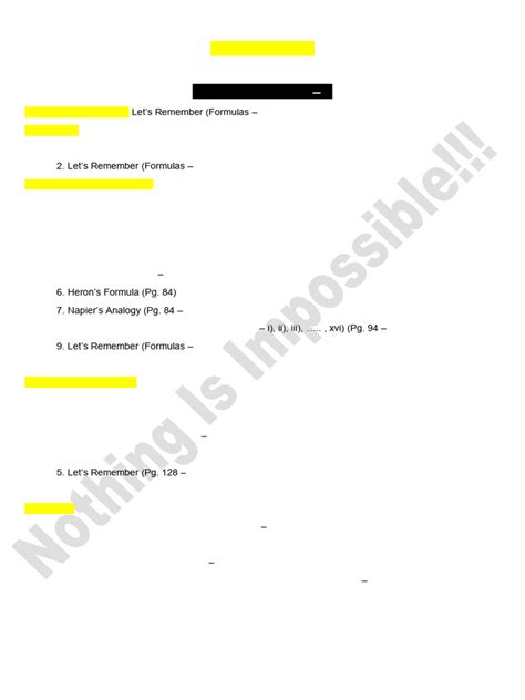 Mathematics Imp Theorems And Formulas For 12 Th Boards Pdf Trigonometric Functions Theorem
