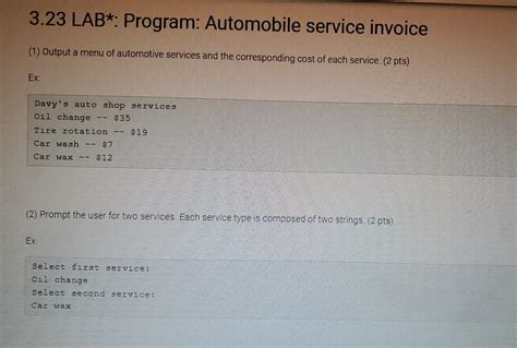 Solved 3 23 LAB Program Automobile Service Invoice 1 Chegg