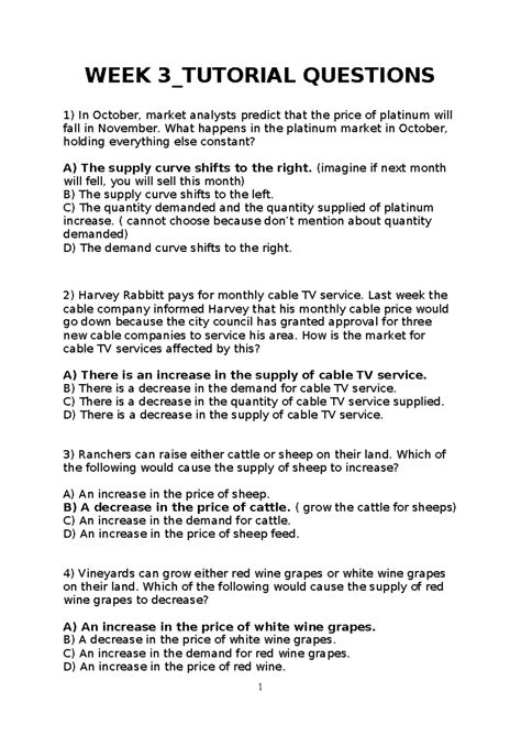 Week 3 Tutorial Questions 1 Week 3tutorial Questions In October