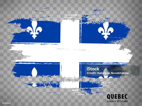 브러시 스트로크에서 퀘벡의 국기 캐나다 웹 사이트 디자인 앱 Ui에 대한 투명한 배경에 제목으로 퀘벡 주를 플래그 벡터