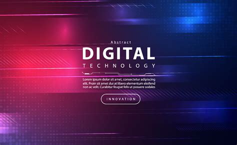 Digital Technology Banner Blue Pink Background Concept Cyber Security Technology Abstract
