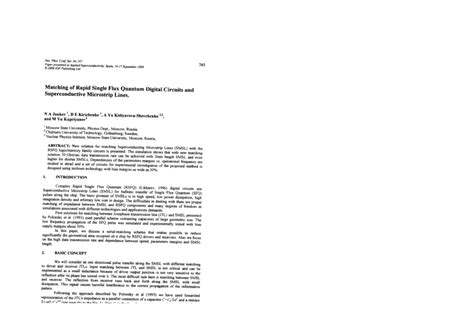 Pdf Matching Of Rapid Single Flux Quantum Digital Circuits And