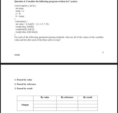 Solved A Question 4 Consider The Following Program Written