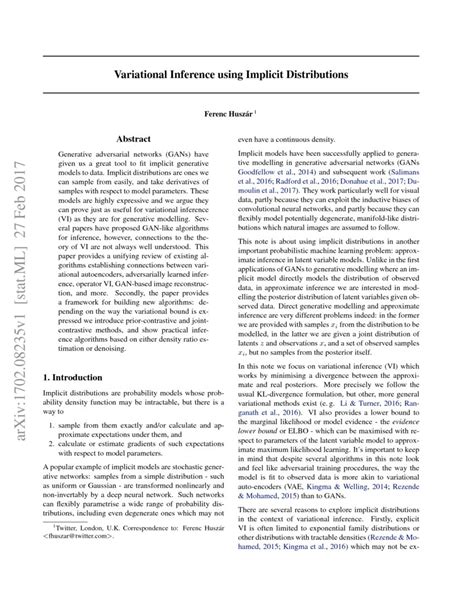 Variational Inference Using Implicit Distributions DeepAI