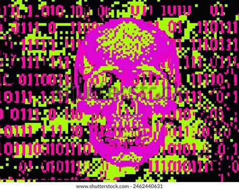 Collage Skull Binary Code On Glitchy Stock Vector Royalty Free 2462440631 Shutterstock