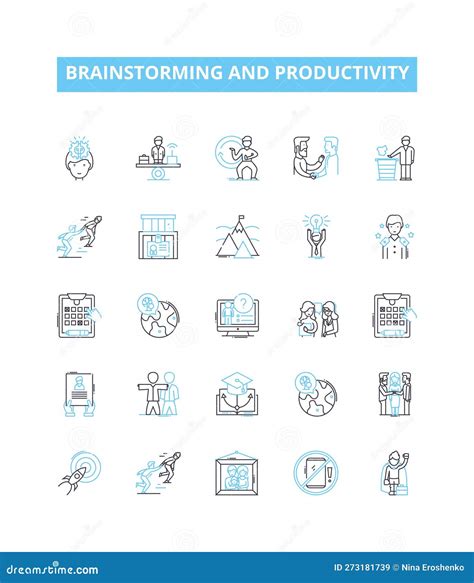 Brainstorming And Productivity Vector Line Icons Set Brainstorming Productivity Planning