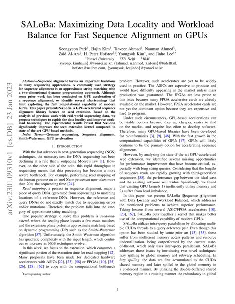 Pdf Saloba Maximizing Data Locality And Workload Balance For Fast Sequence Alignment On Gpus