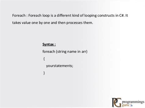 Looping In C Sharp Types Of Looping In Programming Language