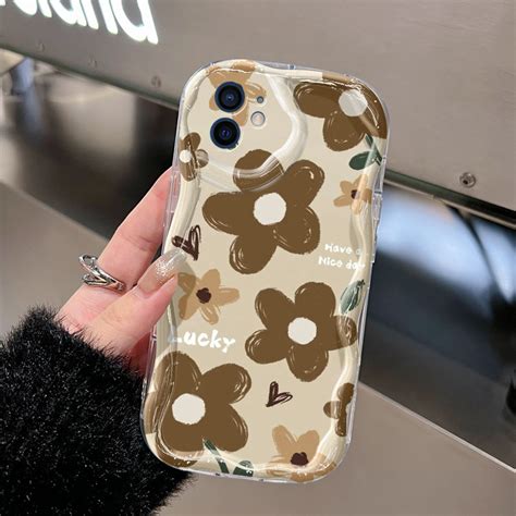 Jual Casing Hp IPhone 12 12 Pro 12 Mini 12 Pro Max 11 Pro Max Case Pola Bunga Hitam Dan Cokelat