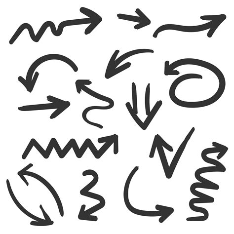 Hand Drawn Curved Arrows Icon In Flat Style Arrow Vector Illustration On Isolated Background