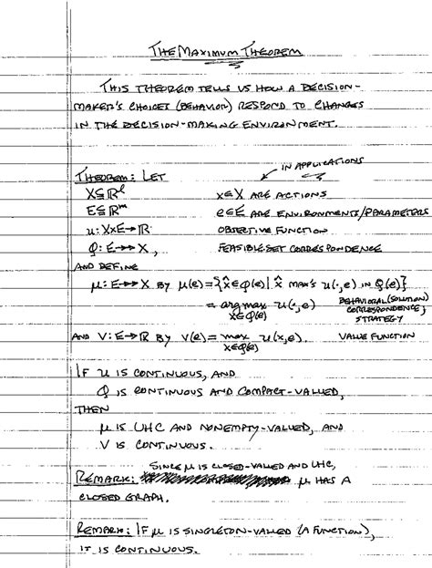 Lecture Notes Lecture 10 Maximum Theorem The Maximum Theorem This