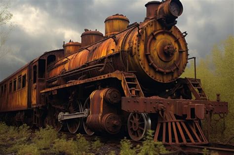 Premium Ai Image Vintage Steam Engine Covered In Rust Created With Generative Ai