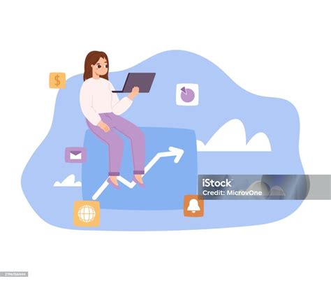괴짜 소녀는 노트북으로 작동합니다 프로그래밍 분석 회계 전 세계 마케팅 프리랜서 및 원격 근무 성장 지표 벡터 개념 가상현실에 대한 스톡 벡터 아트 및 기타 이미지 Istock