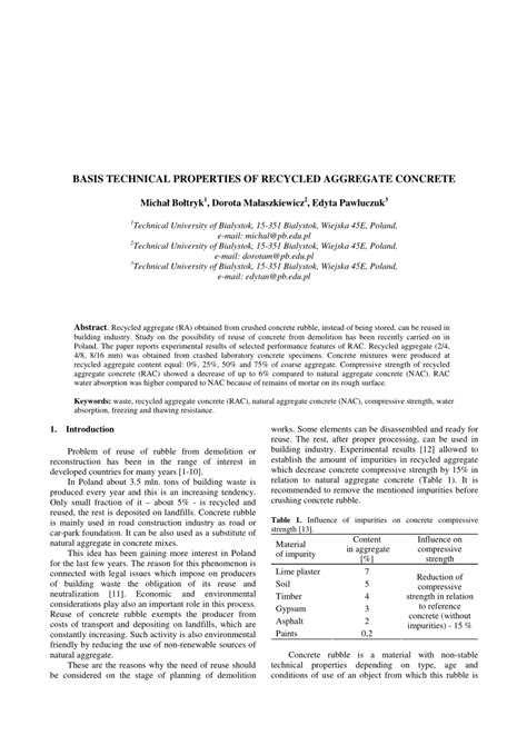 PDF BASIS TECHNICAL PROPERTIES OF RECYCLED AGGREGATE CONCRETE