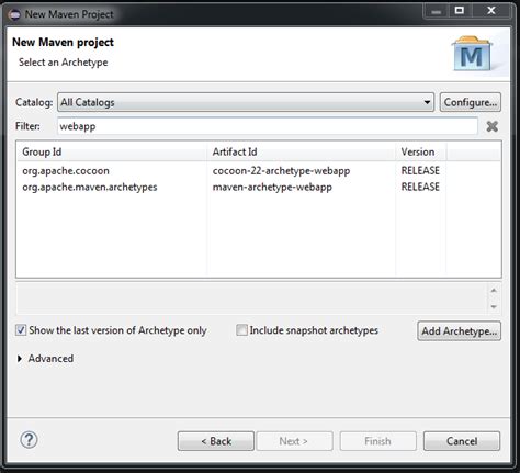 Java Eclipse Maven Integration Archetype Is Not On The List Stack
