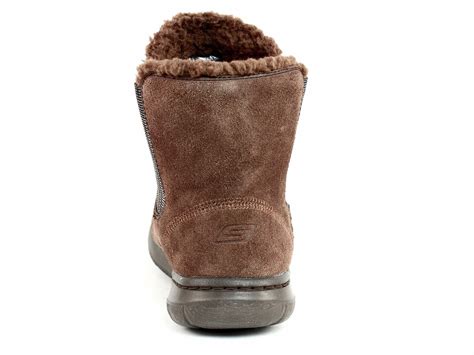 Skechers Womens Go Walk City Casual Ankle Winter Warm Brown Suede Boots
