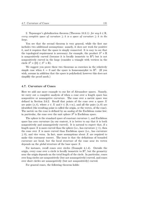 Geometry Spaces Of Bounded Curvature 6 Curvature Of Cones 131