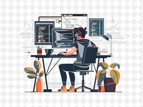 Futuristic Web Developer With Characters Coding And Designin Png People In Daily Work