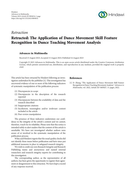 Pdf Retracted The Application Of Dance Movement Skill Feature
