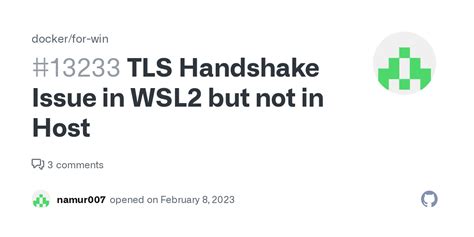 Tls Handshake Issue In Wsl2 But Not In Host · Issue 13233 · Dockerfor Win · Github