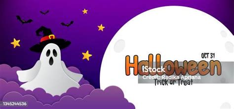 야간 보기 구름 유령 박쥐 보름달행복 할로윈 배경 배너 종이 컷 스타일로 벡터 일러스트레이션을 편집할 수 있습니다 개념에 대한 스톡 벡터 아트 및 기타 이미지 Istock