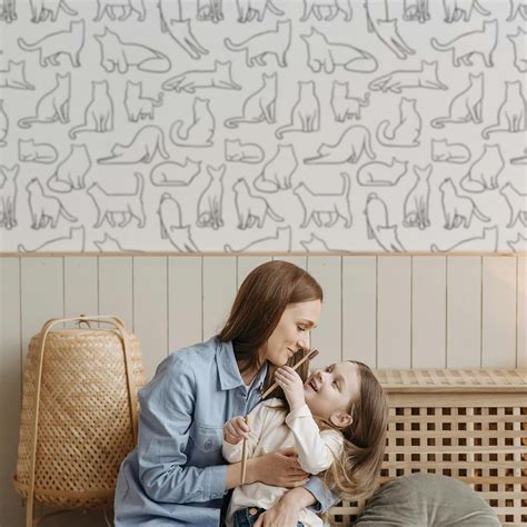 Elevate Your Space With Line Art Cat Wallpaper A Purrfect Blend Of