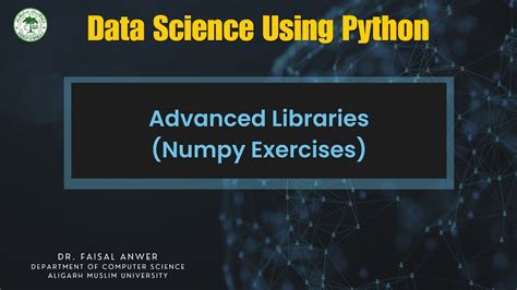 Advanced Librariesnumpy Exercises Youtube