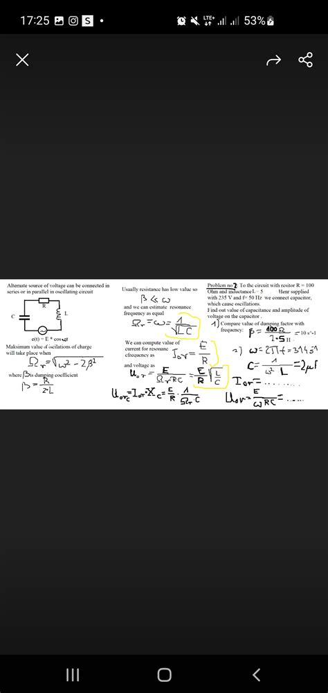 solved lab on 1 june ac circuit calculations oscillating