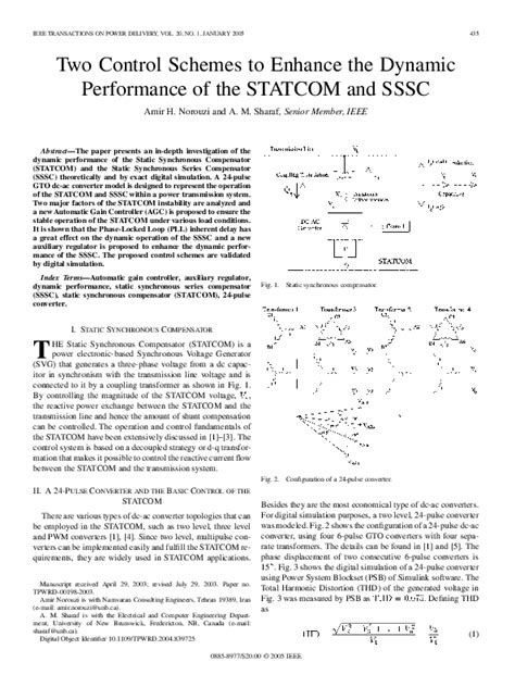 Pdf Two Control Schemes To Enhance The Dynamic Performance Of The