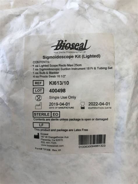 New Bioseal Ki613 Sigmoidoscope Kit Lighted X Disposables General For Sale Dotmed Listing