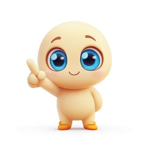 Cute Chibi Character With Big Eyes Pointing Upwards Stock Illustration