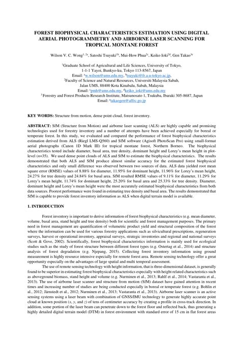 Pdf Forest Biophysical Characteristics Estimation Using Digital