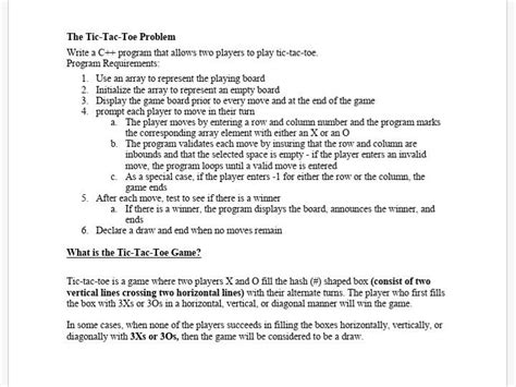 Solved The Tic Tac Toe Problem Write A C Program That
