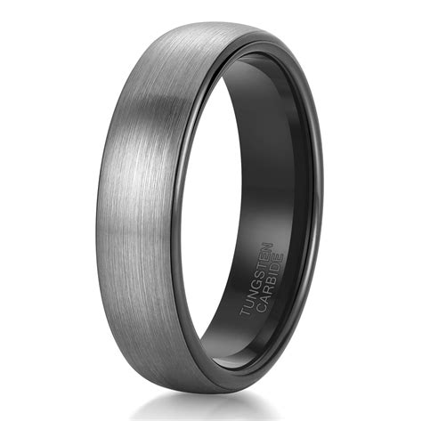 Jewmon Classic Gunmetal Gray Tungsten Wedding Band Ring6mm Comfort