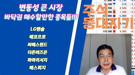 변동성 큰 시장 저점매수할만한 종목들 Lg에너지솔루션 에코프로 씨에스윈드 더존비즈온 파마리서치 에스피지 Youtube