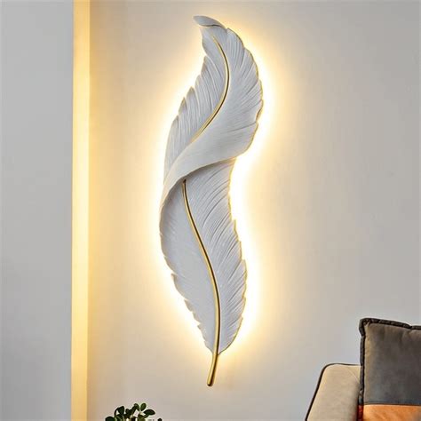 Nordic Modern Creative Feather Light Big Led Wall Lamp Bedroom