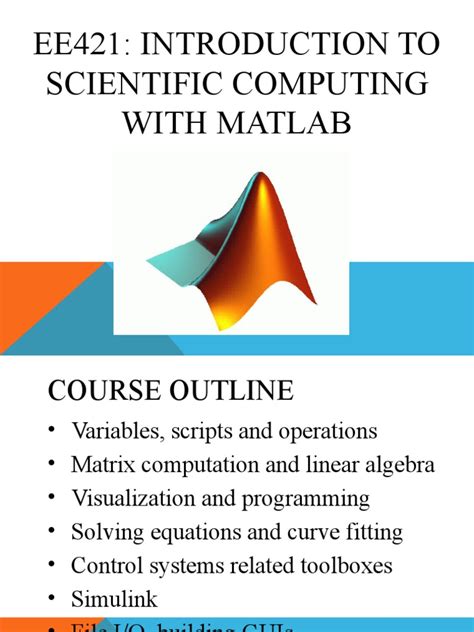 ee421 introduction to scientific computing with matlab pdf matlab