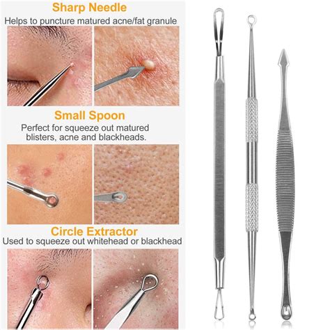 5 Pieces Set Blackhead Remover Kit Pimple Comedone Extractor Tool Set