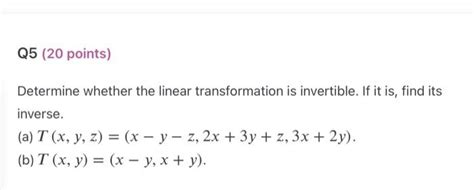 solved determine whether the linear transformation is