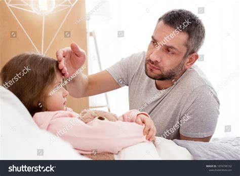 Parental Care Serious Devoted Daddy Touching Stock Photo Shutterstock