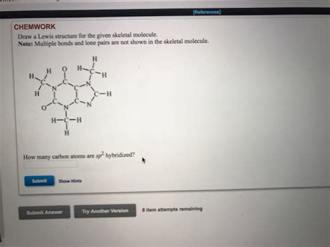 Solved References Chemwork Draw A Lewis Structure For The
