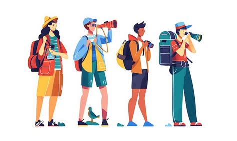 Adventurous Tour Guide With Characters Exploring And Guiding 2d Flat